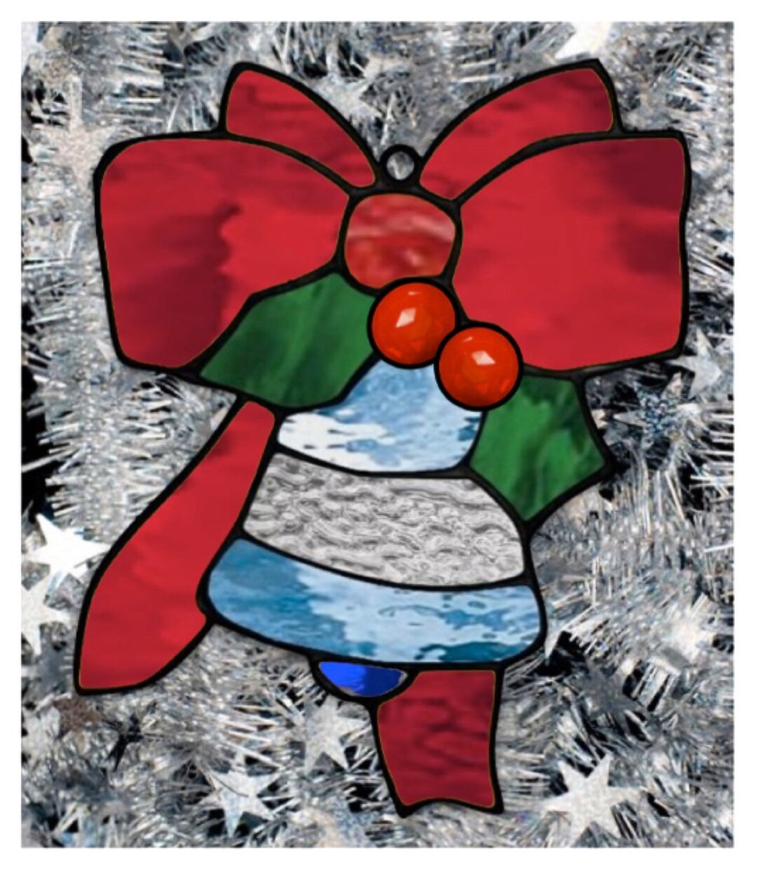 Christmas Bell & Bow Stained Glass Pattern - Etsy