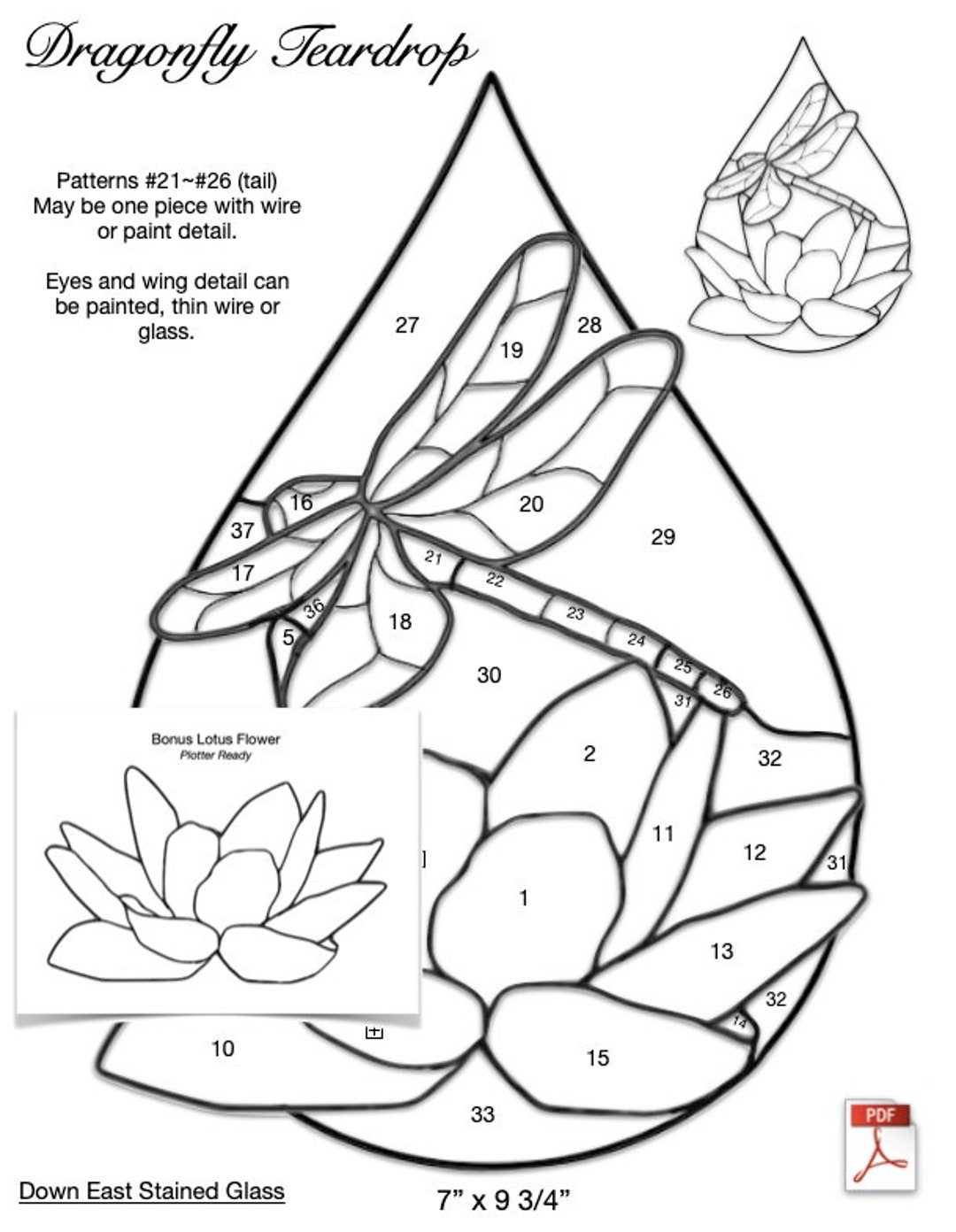 Dragonfly Teardrop Stained Glass Pattern - Etsy