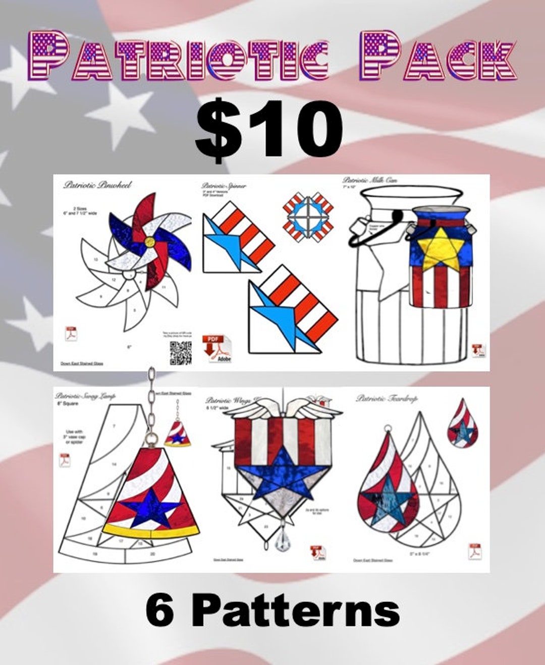 Patriotic Pack Stained Glass Patterns - Etsy