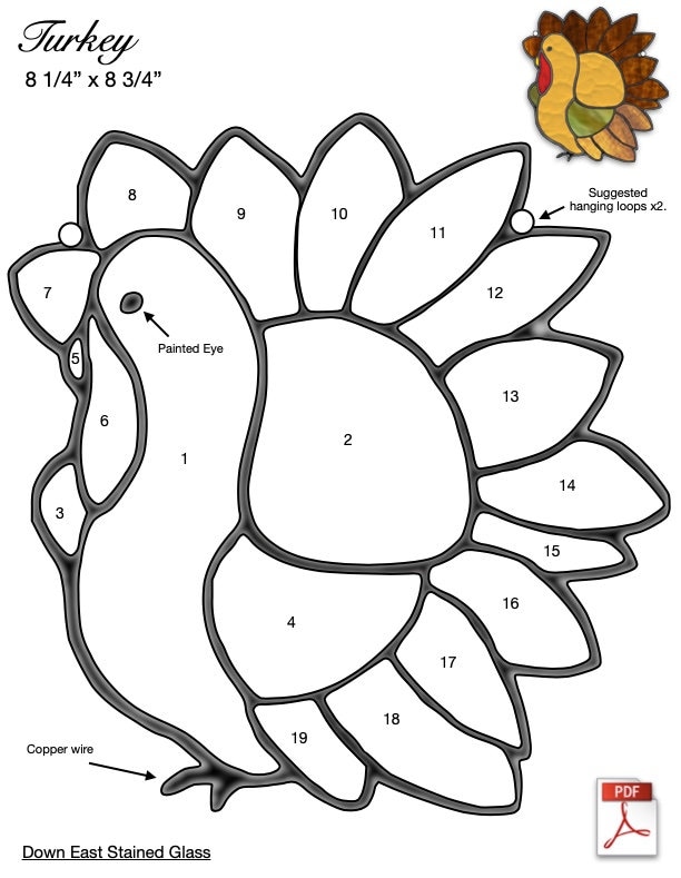Turkey Stained Glass Pattern PDF - Etsy