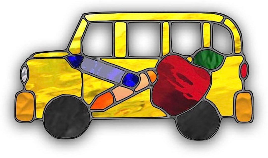 School Bus Stained Glass Pattern - Etsy