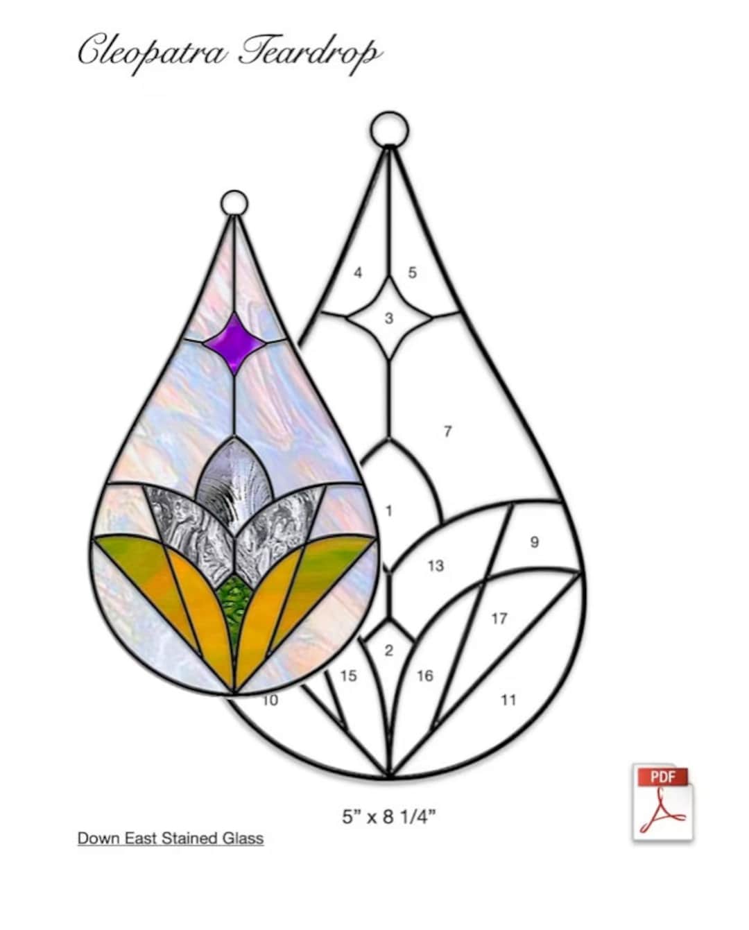 Cleopatra Teardrop Stained Glass Pattern - Etsy