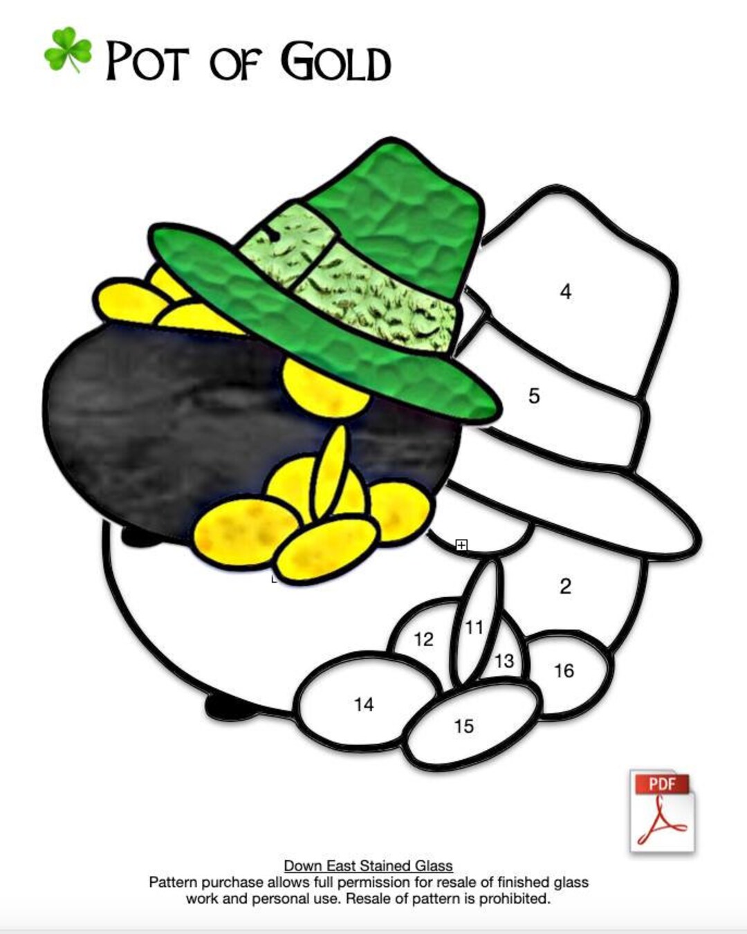 Pot of Gold Stained Glass Pattern - Etsy