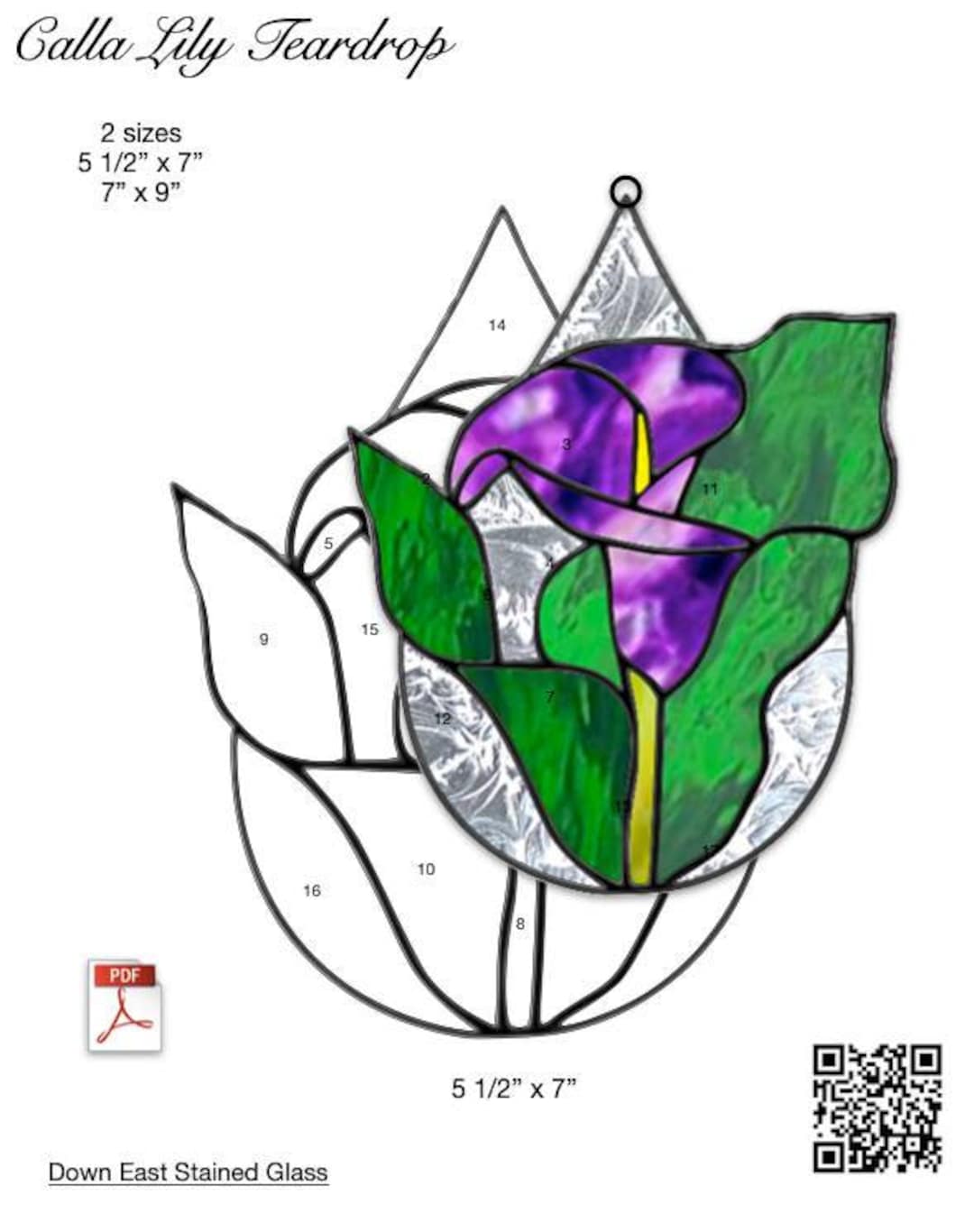 Calla Lily Teardrop Stained Glass Pattern - Etsy