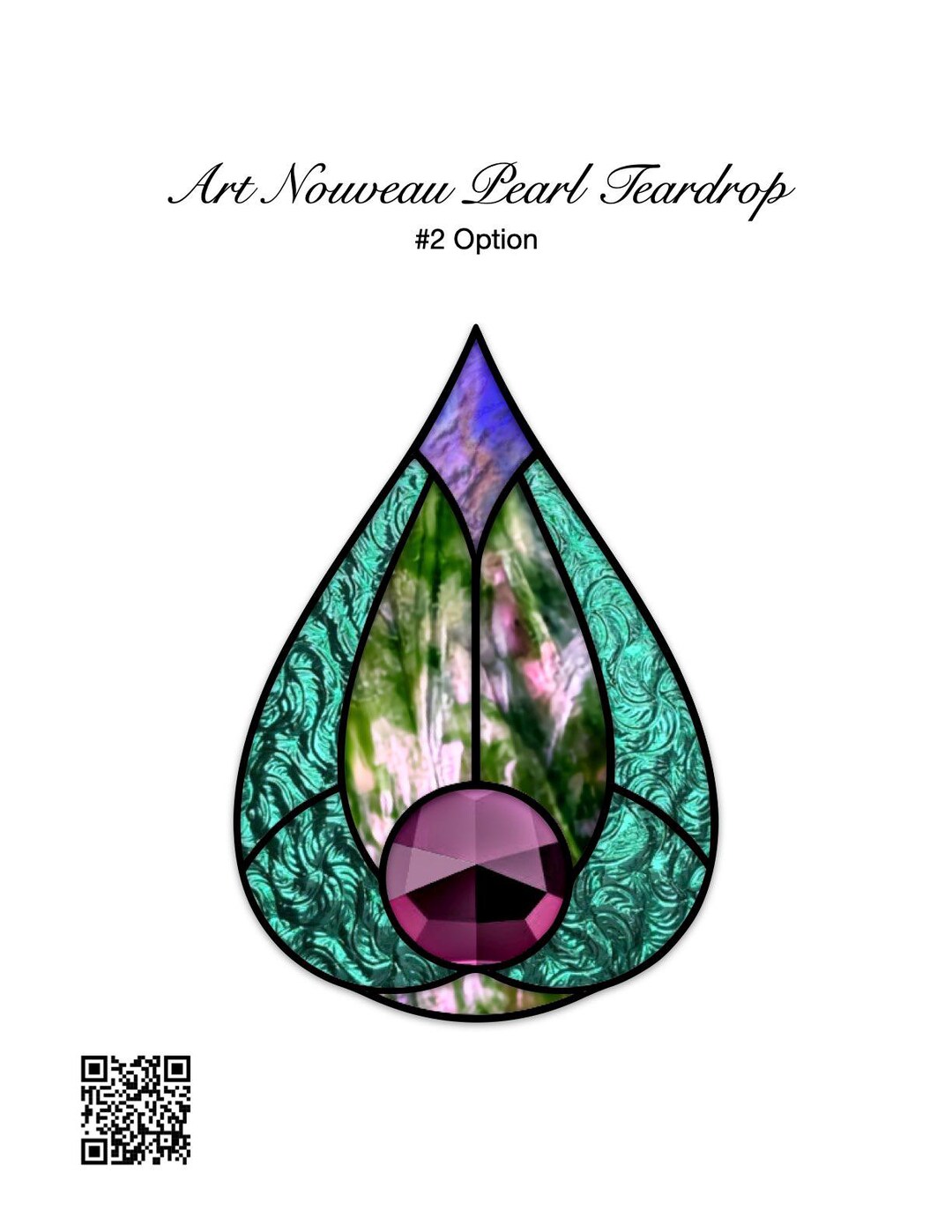 Art Nouveau Pearl Teardrop Stained Glass Pattern - Etsy