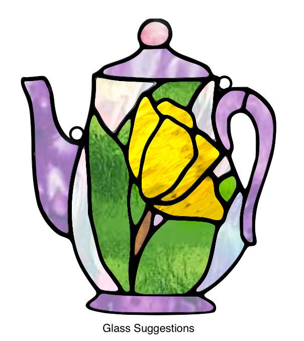 Teapot and Tulip Stained Glass Pattern - Etsy