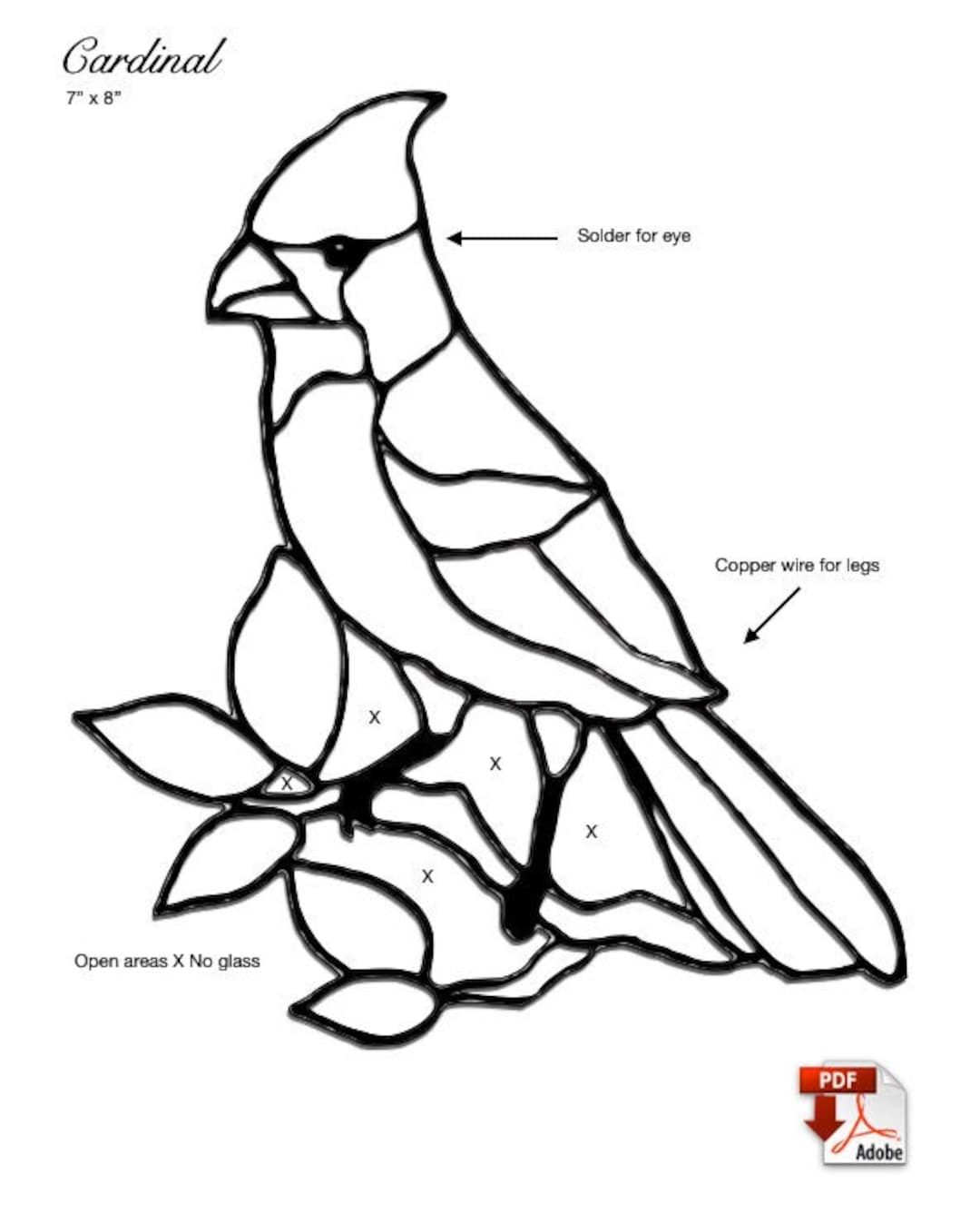 Cardinal Stained Glass Pattern - Etsy