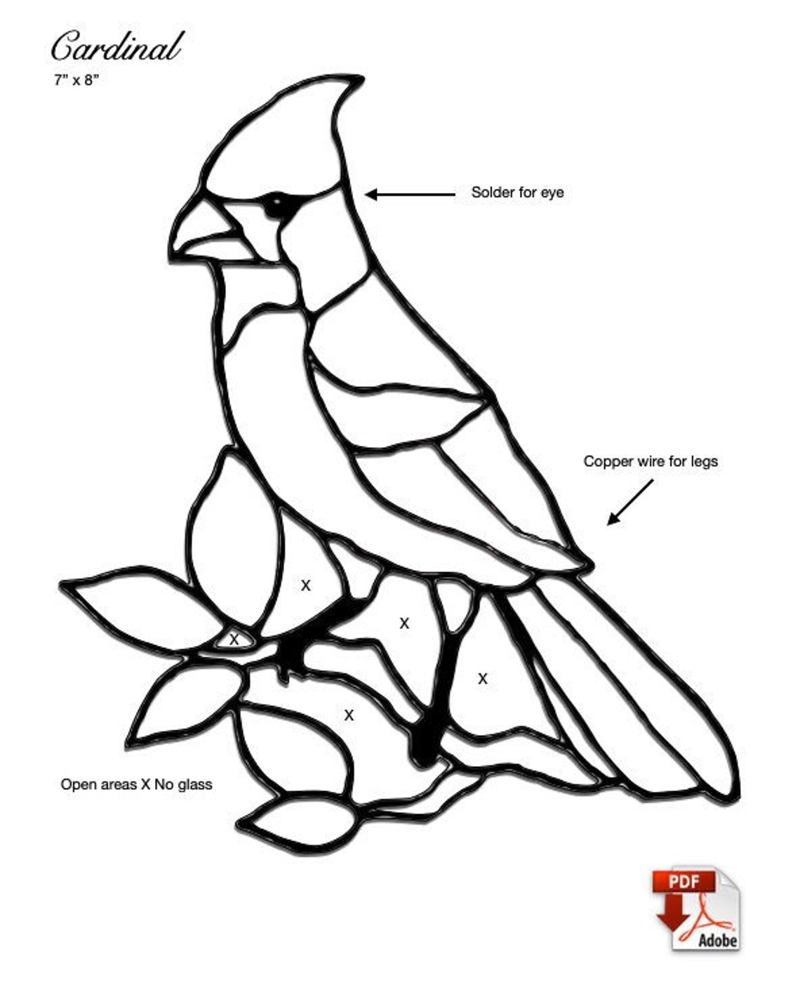 Cardinal Stained Glass Pattern - Etsy