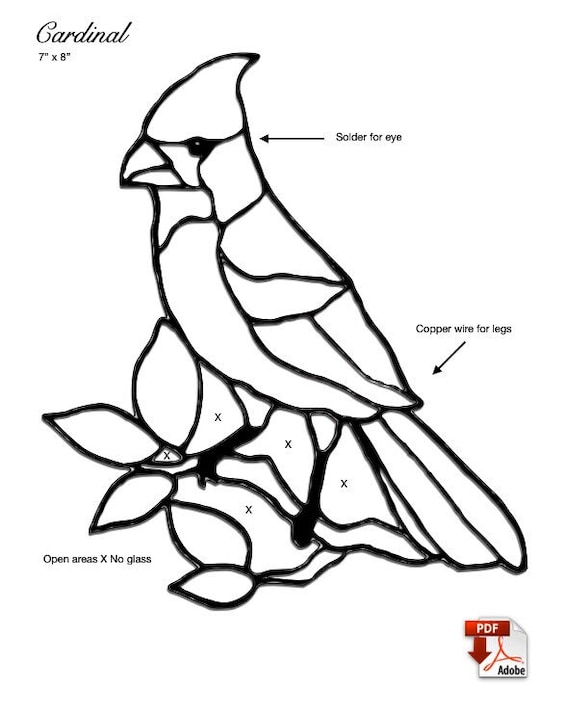 Cardinal Stained Glass Pattern | Etsy