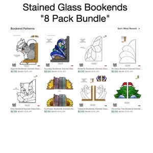 Stained Glass Bookend Pattern 8 Pack - Etsy