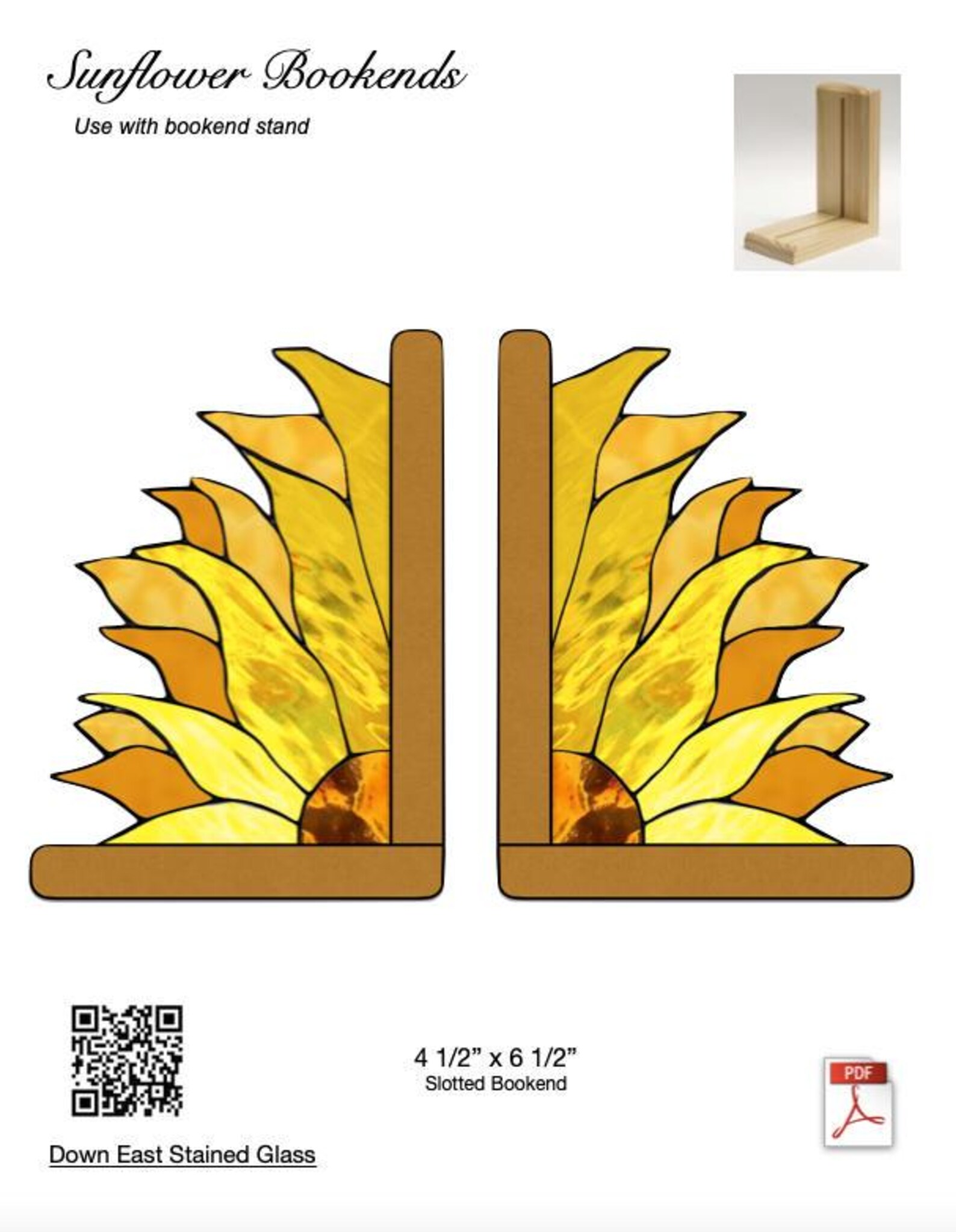 Sunflower Bookends Stained Glass Pattern - Etsy