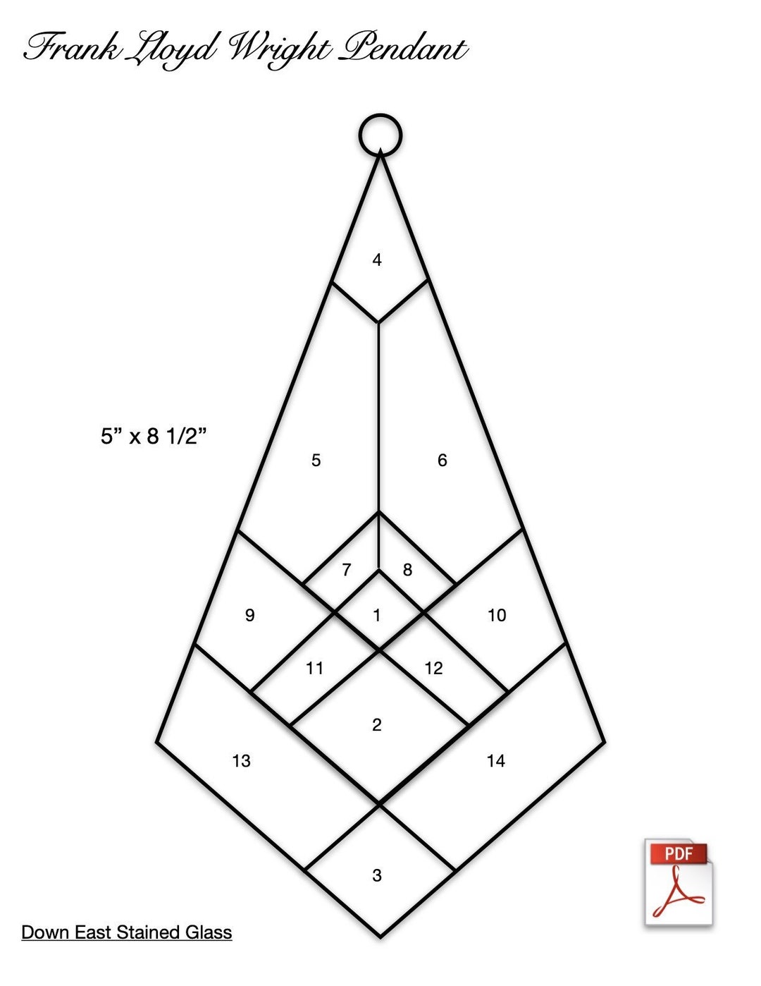 Frank Lloyd Wright Pendant Stained Glass Pattern - Etsy
