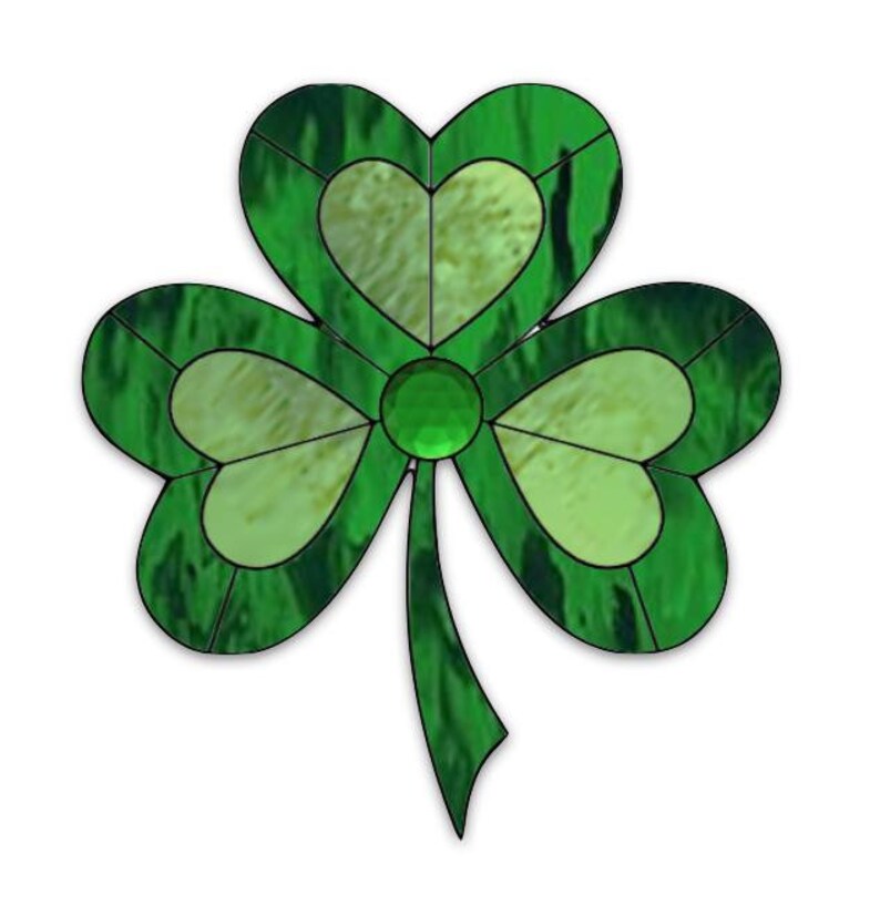 Shamrock & Hearts Stained Glass Pattern PDF - Etsy