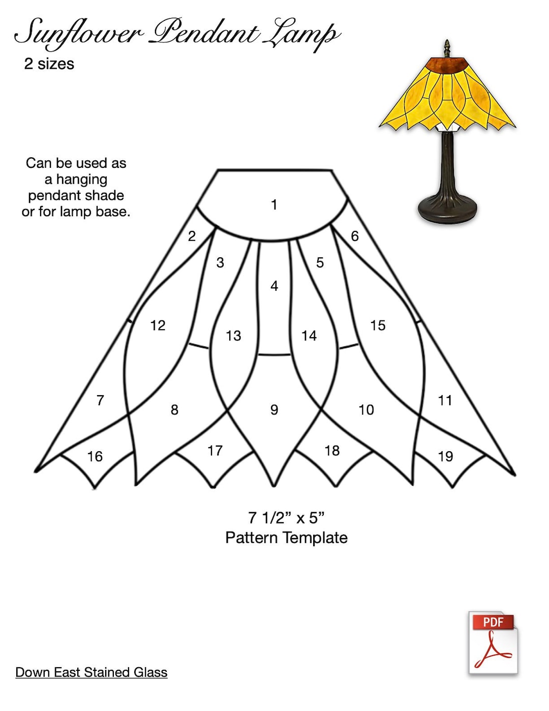 Sunflower Pendant Lamp Stained Glass Pattern - Etsy