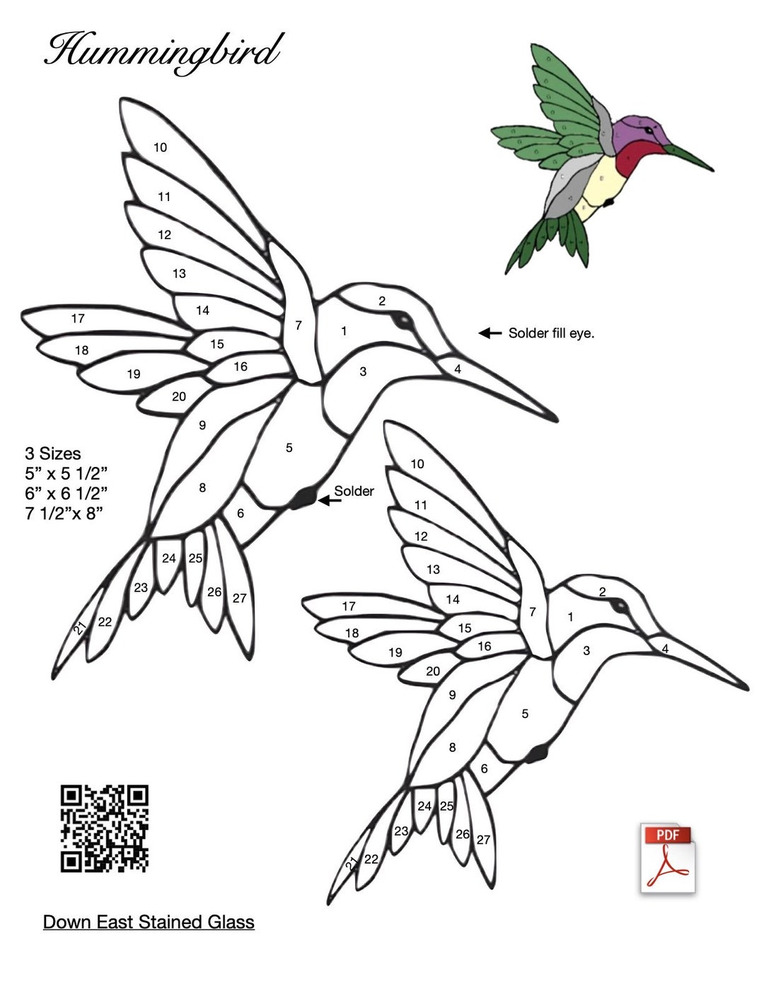 Hummingbird Stained Glass Pattern - Etsy