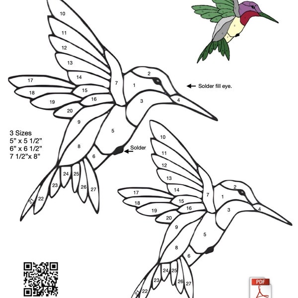 Hummingbird Stained Glass Pattern - Etsy