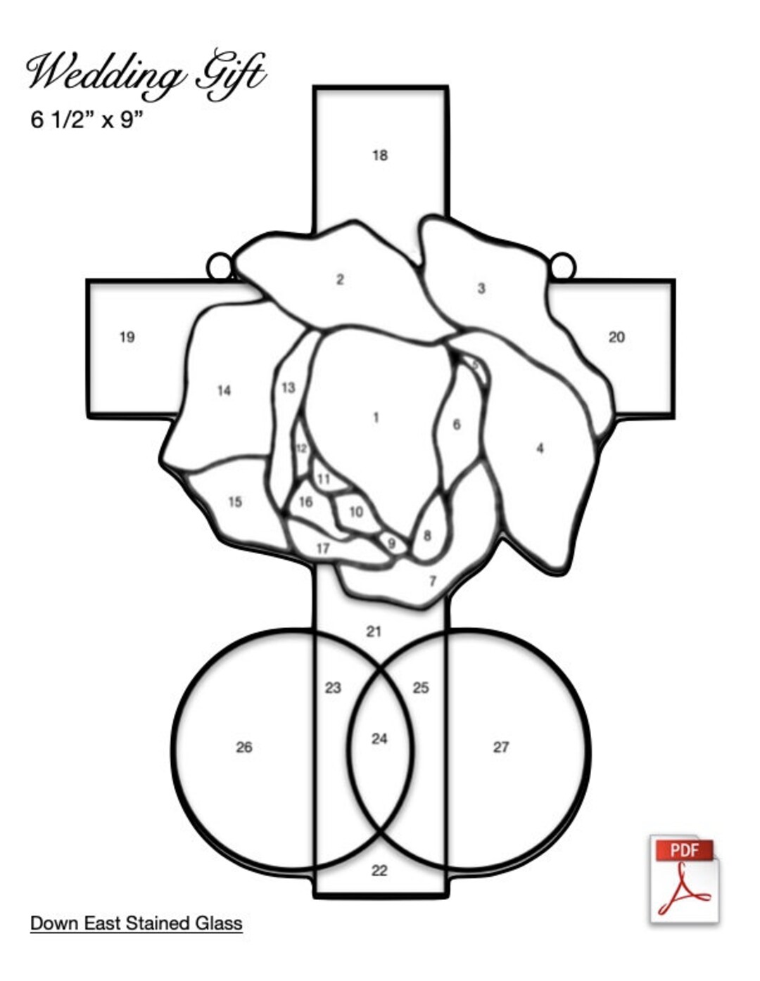 Wedding Gift With Cross and Rose Stained Glass Pattern PDF - Etsy