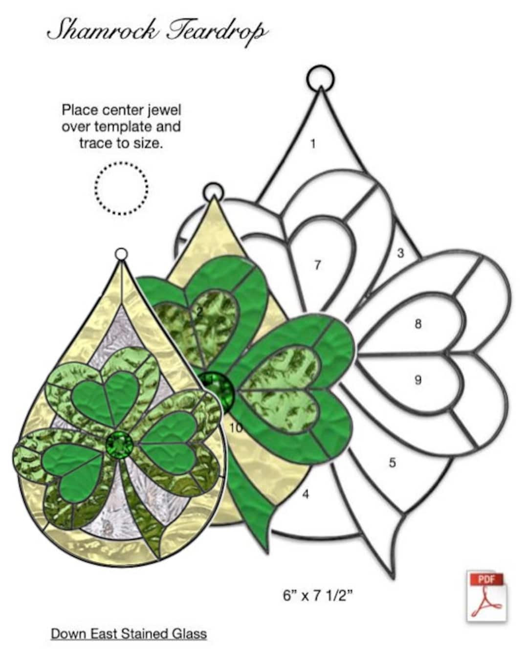 Shamrock Teardrop Stained Glass Pattern - Etsy