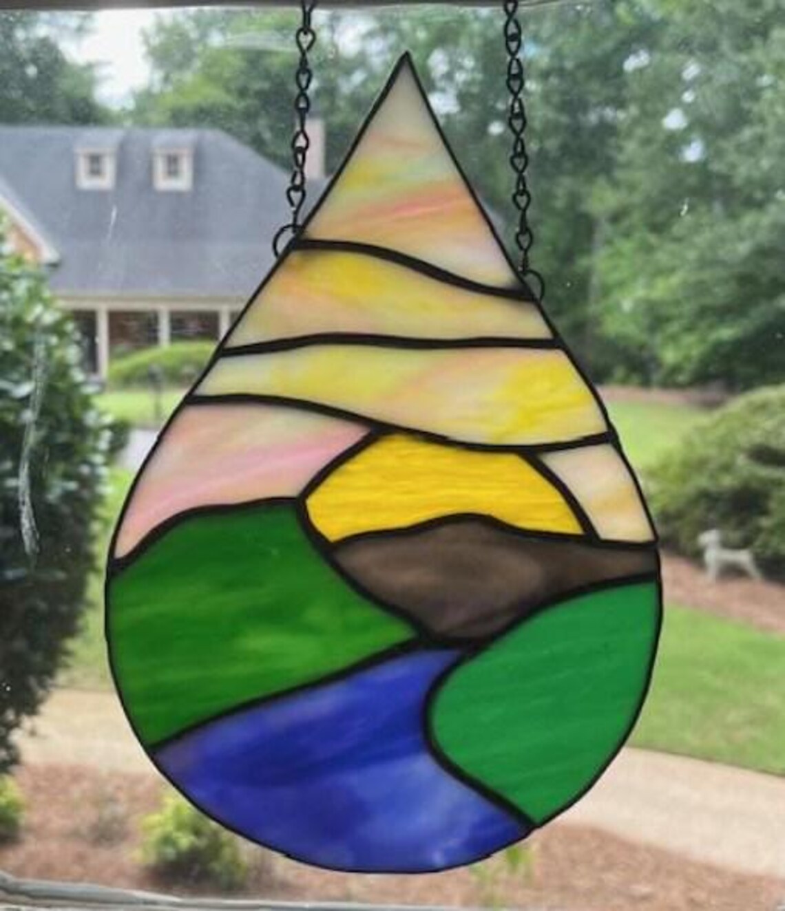 Mountain Stream Teardrop Stained Glass Pattern - Etsy