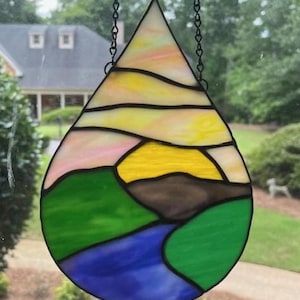 Mountain Stream Teardrop Stained Glass Pattern - Etsy