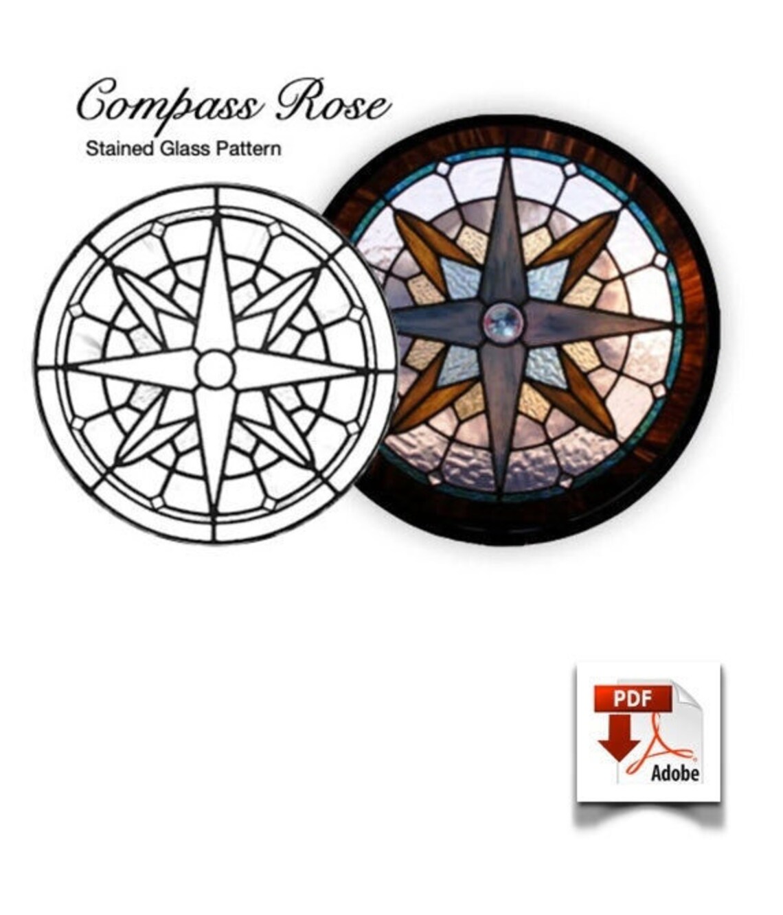 Compass Rose Stained Glass Pattern - Etsy