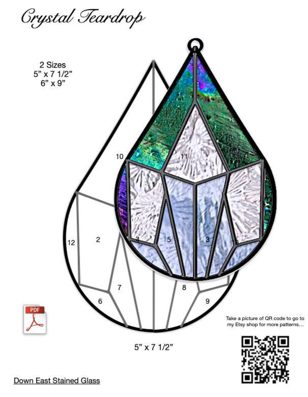 Crystal Teardrop Stained Glass Pattern - Etsy