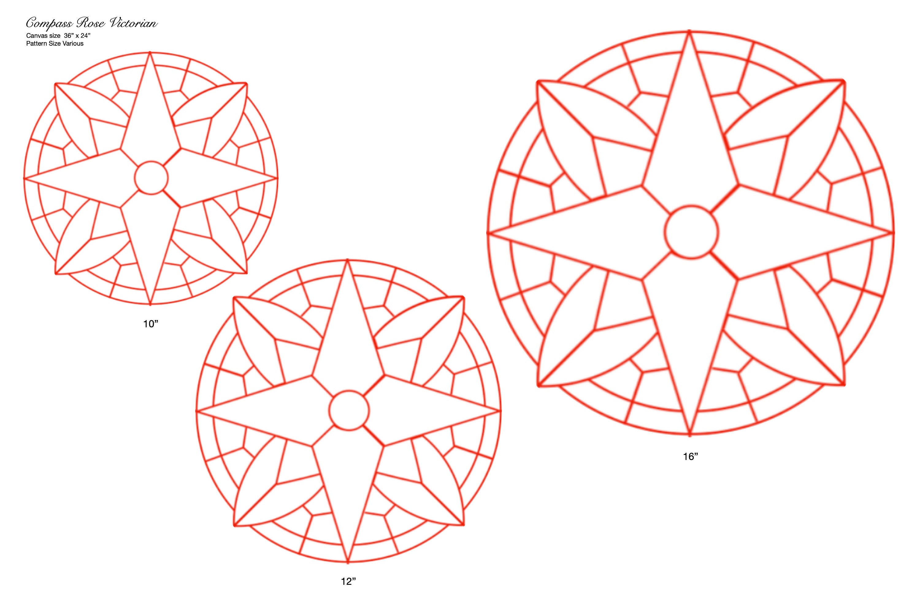 Compass Rose Victorian Stained Glass Pattern in Various Sizes - Etsy