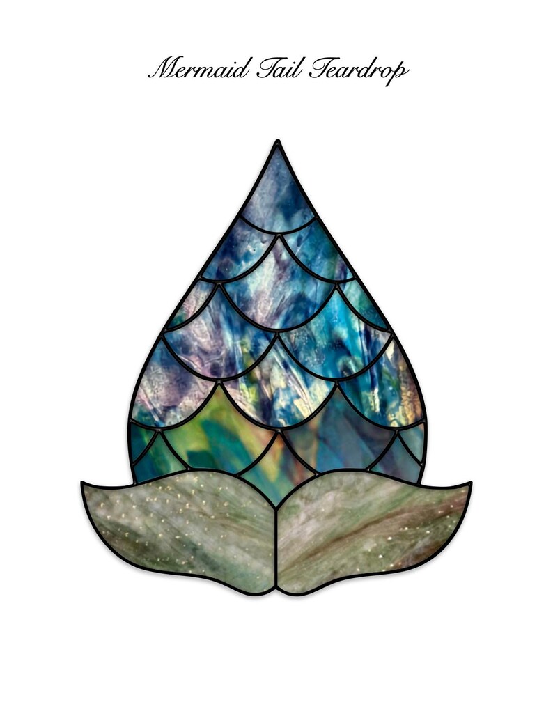 Mermaid Tail Teardrop Stained Glass Pattern - Etsy