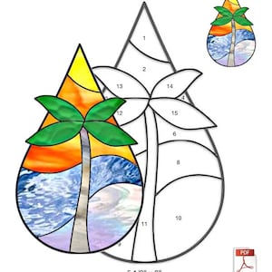 Palm Tree Teardrop Stained Glass Pattern - Etsy
