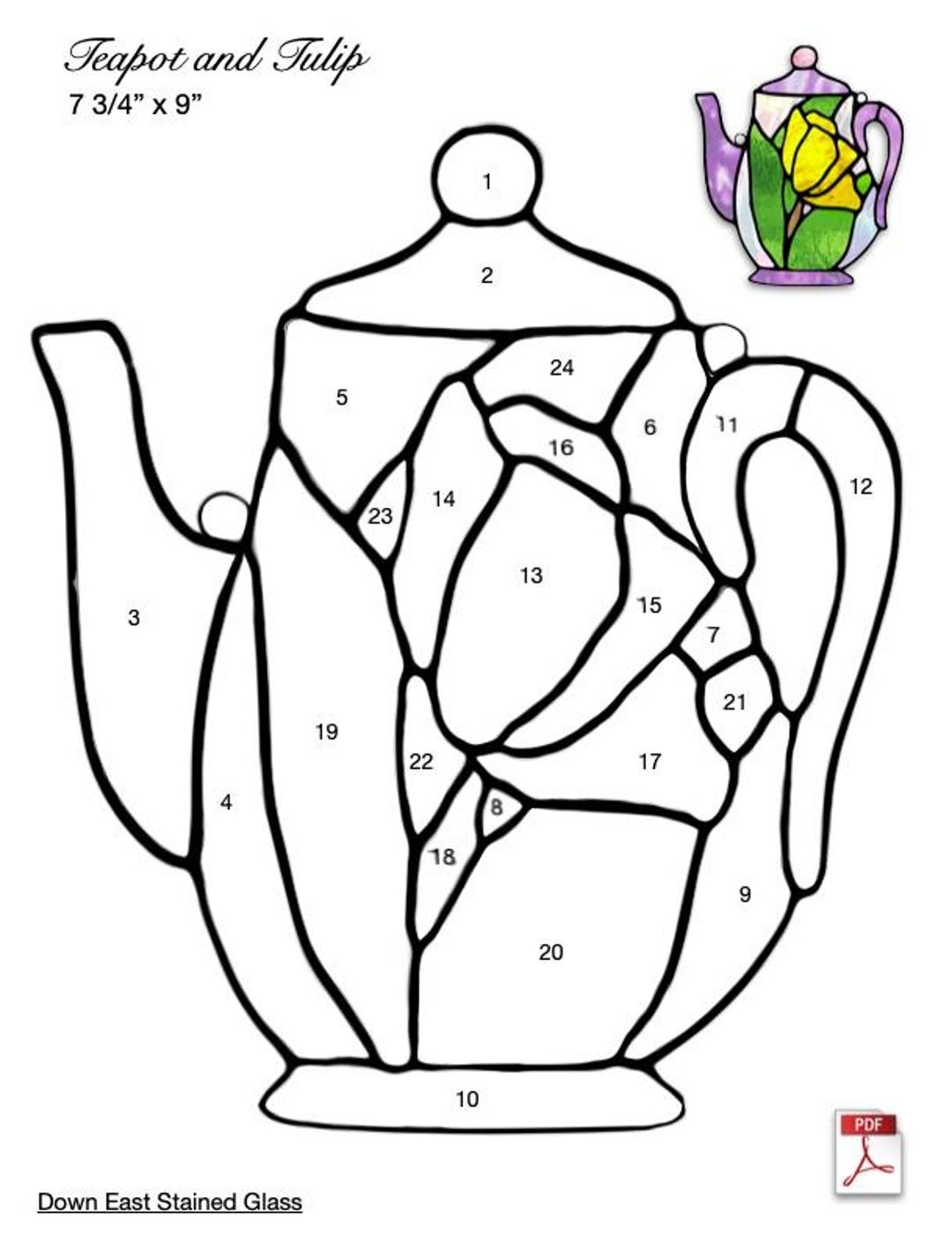 Teapot and Tulip Stained Glass Pattern - Etsy