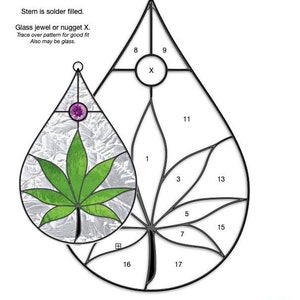 Weed Teardrop Stained Glass Pattern - Etsy