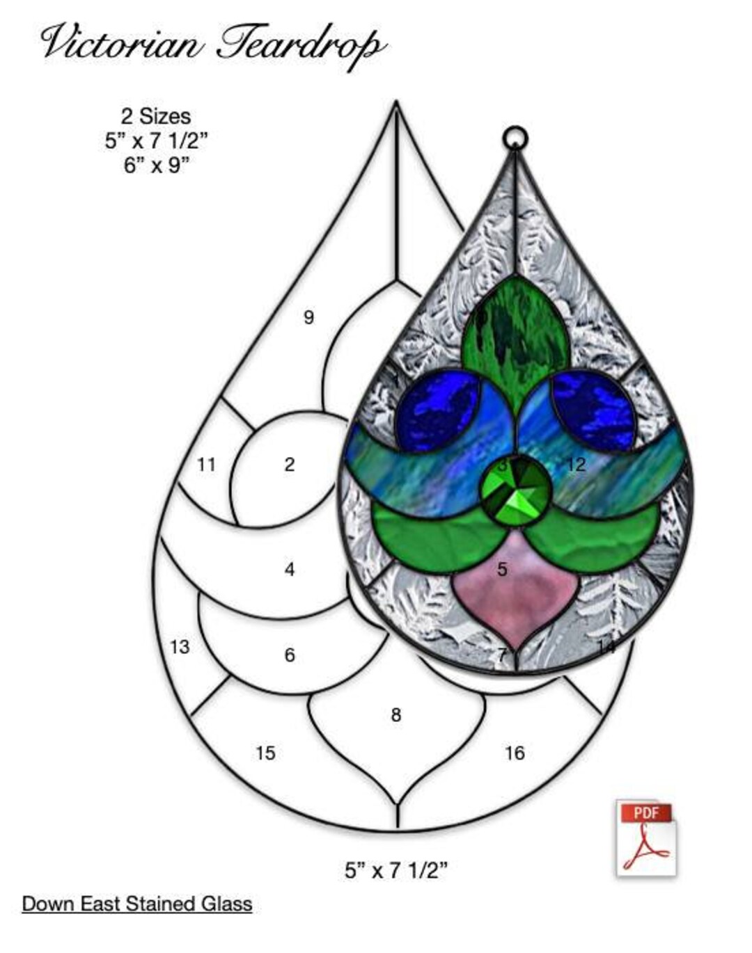 Victorian Teardrop Stained Glass Pattern - Etsy