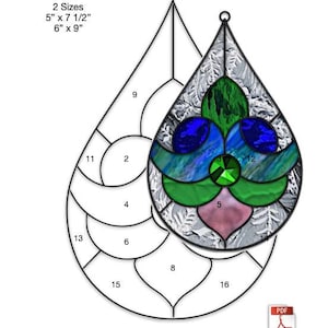 Victorian Teardrop Stained Glass Pattern - Etsy