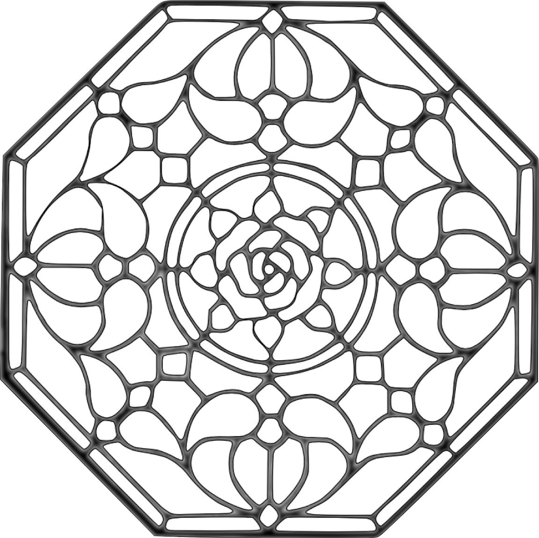 Cabbage Rose Octagon Stained Glass Pattern - Etsy