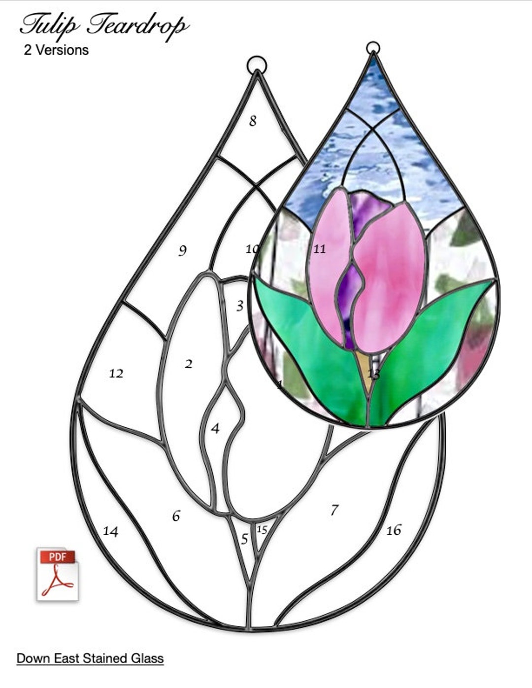 Tulip Teardrop Stained Glass Pattern - Etsy