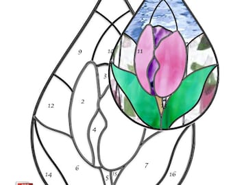 Modern Tulip Stained Glass Pattern Stained Glass Patterns Tulip ...