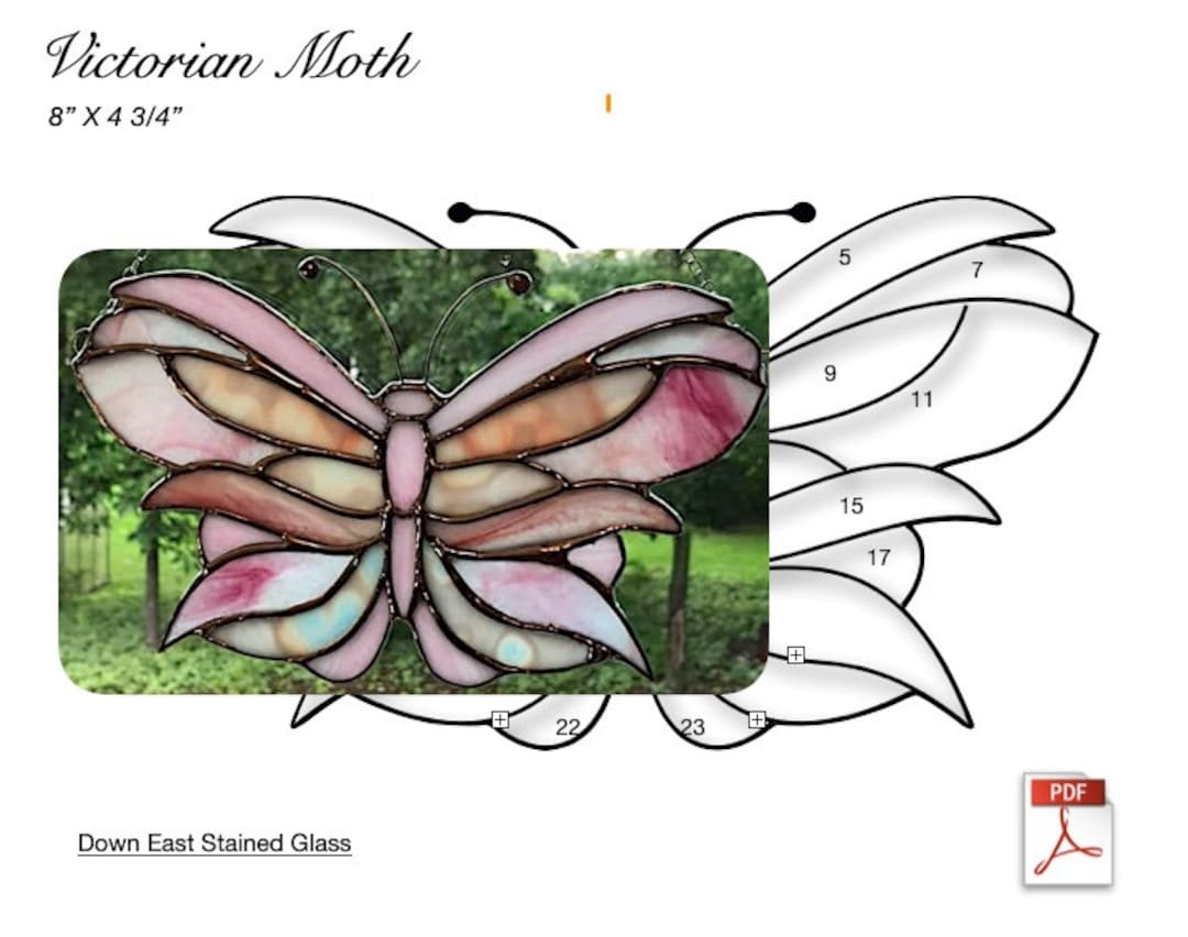 Victorian Moth Stained Glass Pattern PDF - Etsy