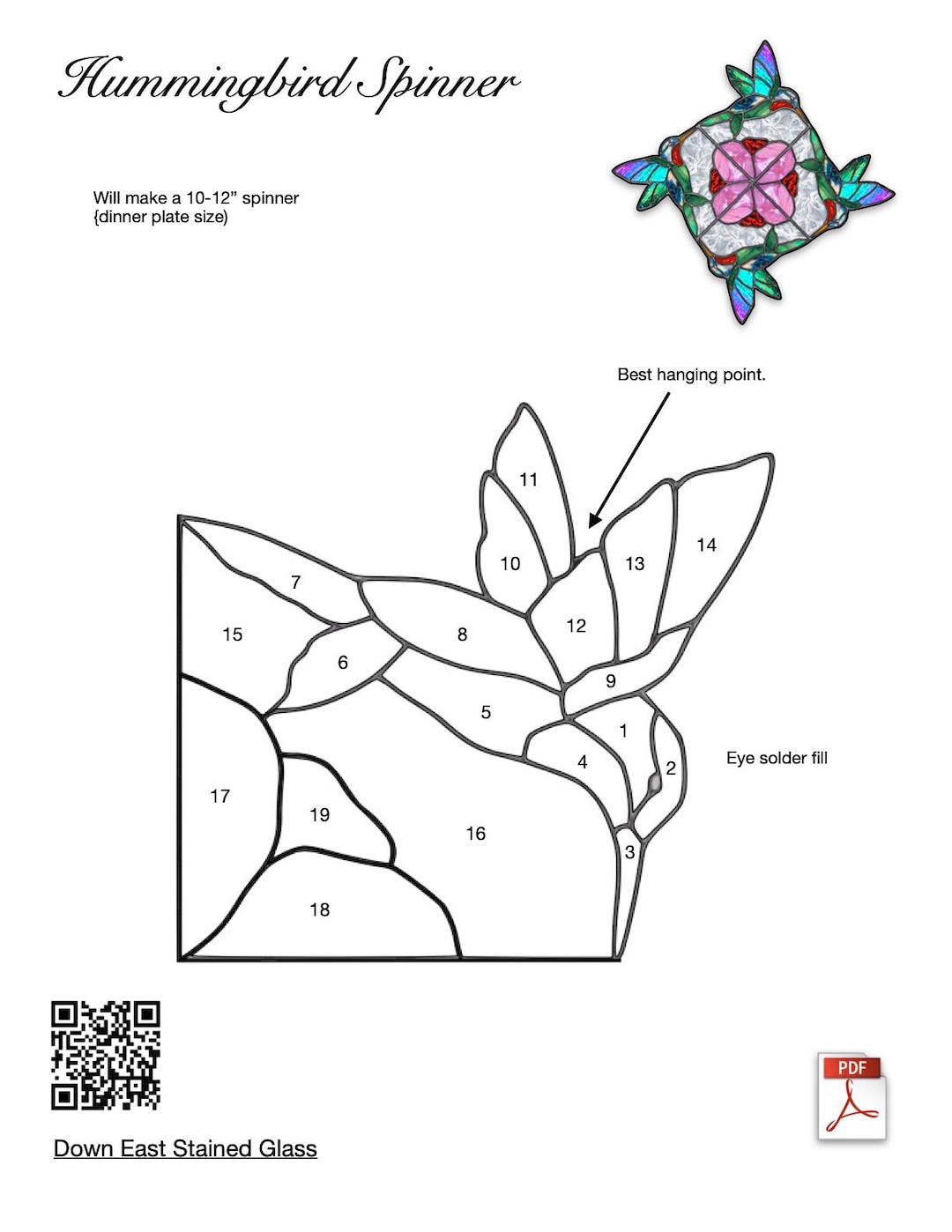 Hummingbird Spinner Stained Glass Pattern - Etsy