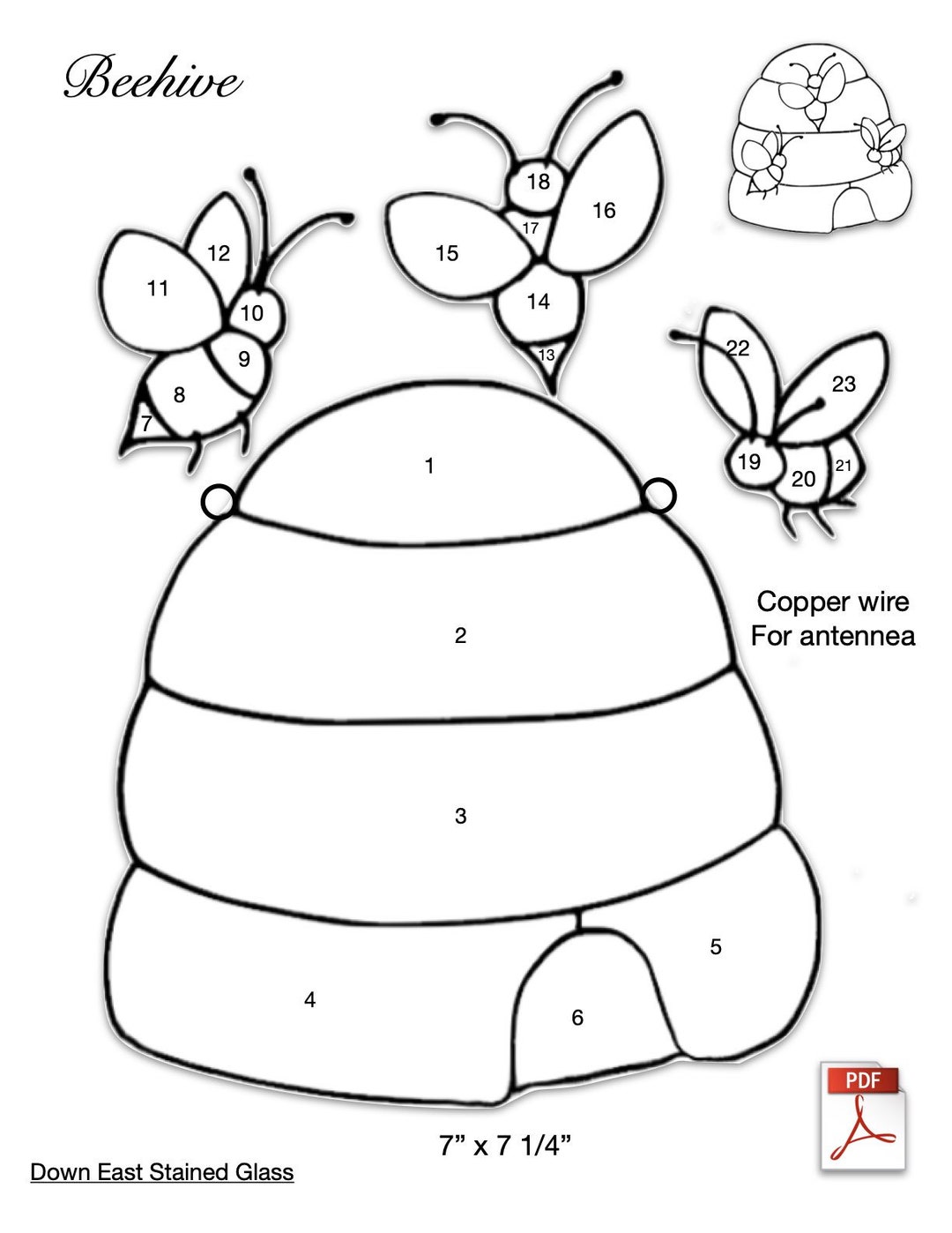 Beehive Stained Glass Pattern - Etsy