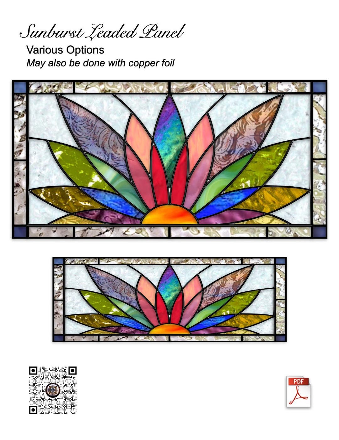 Sunburst Leaded Panel Stained Glass Pattern & Plans~ Various Options - Etsy