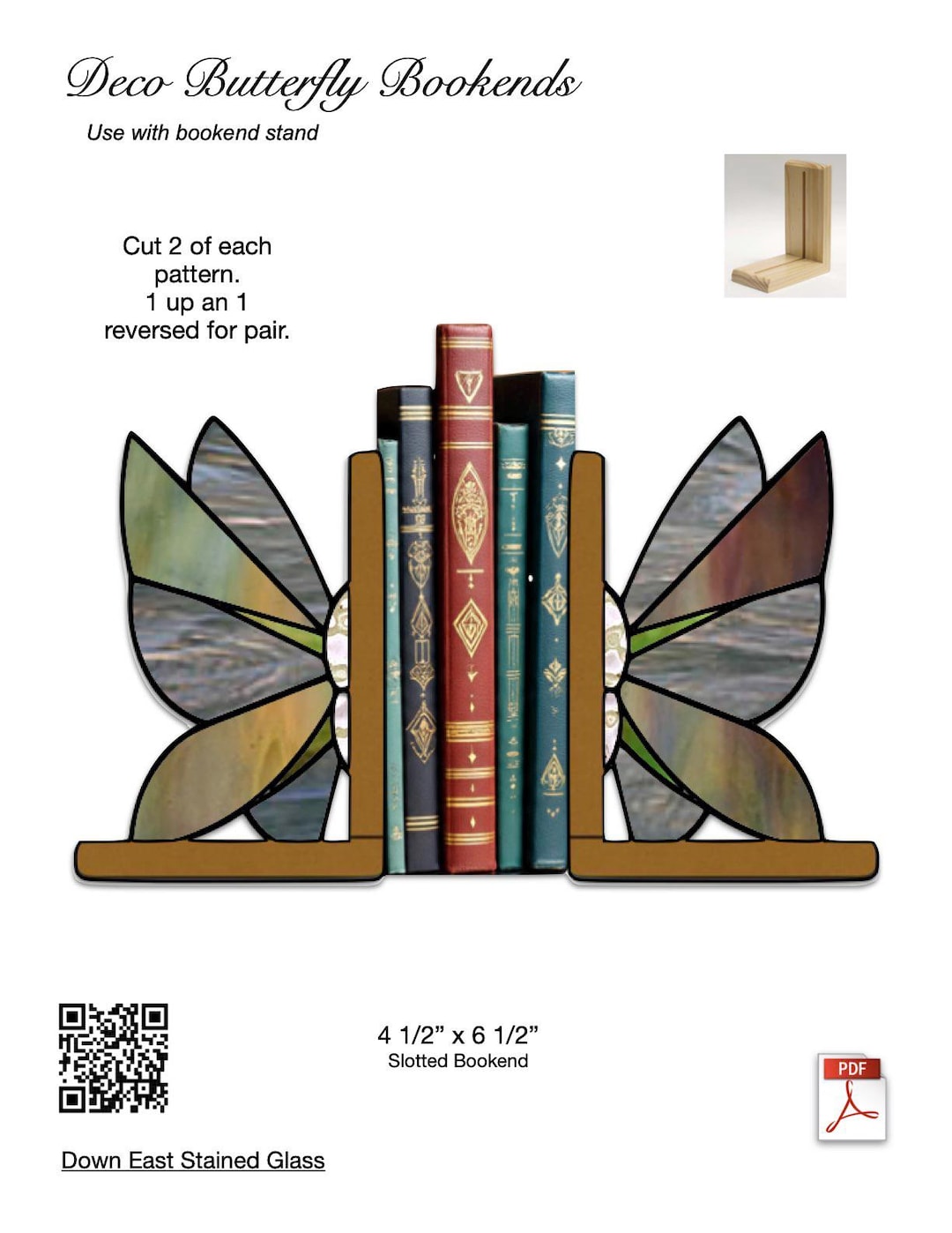 Deco Butterfly Bookends Stained Glass Pattern - Etsy