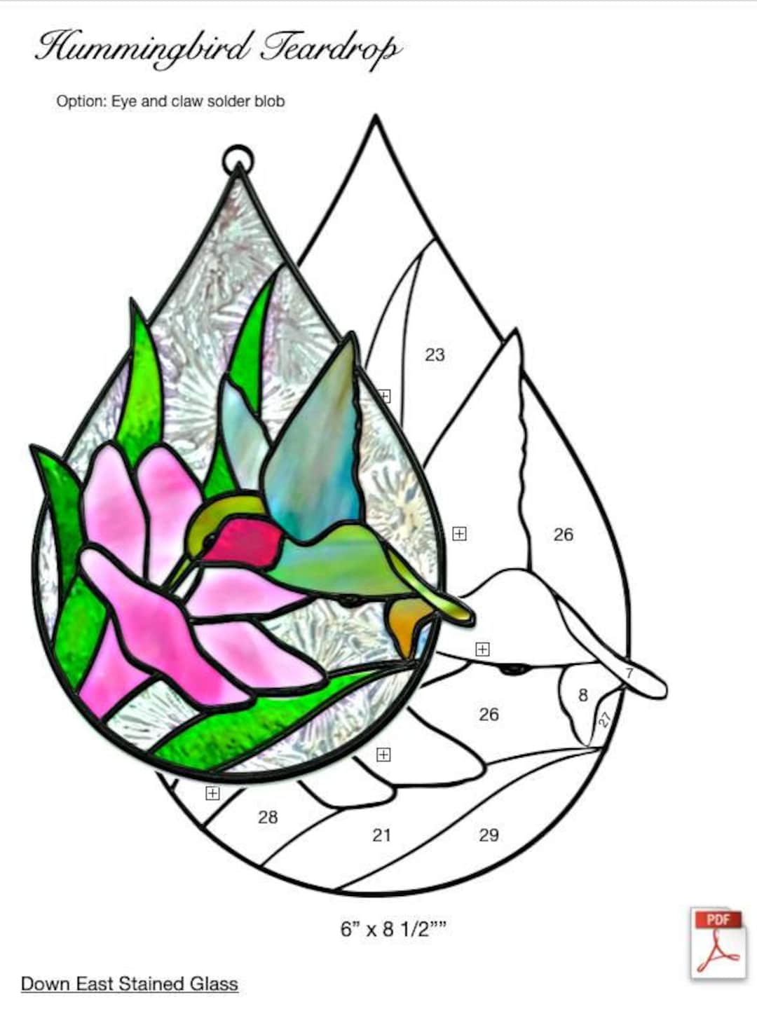 Hummingbird Teardrop Stained Glass Pattern - Etsy
