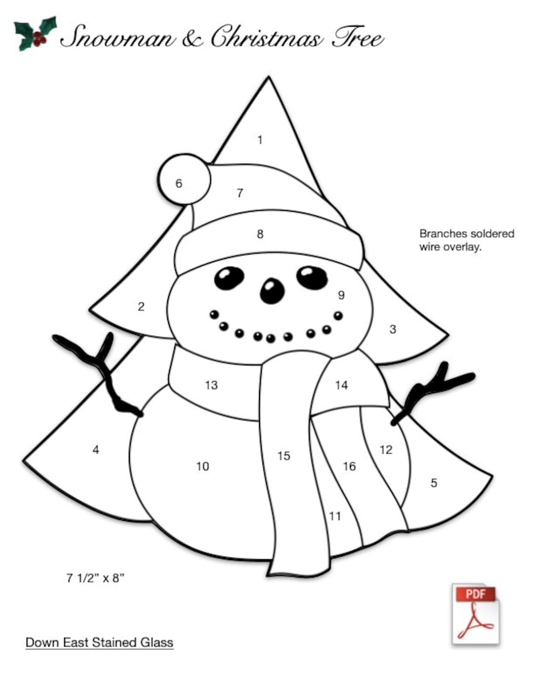 Snowman and Christmas Tree Stained Glass Pattern PDF - Etsy