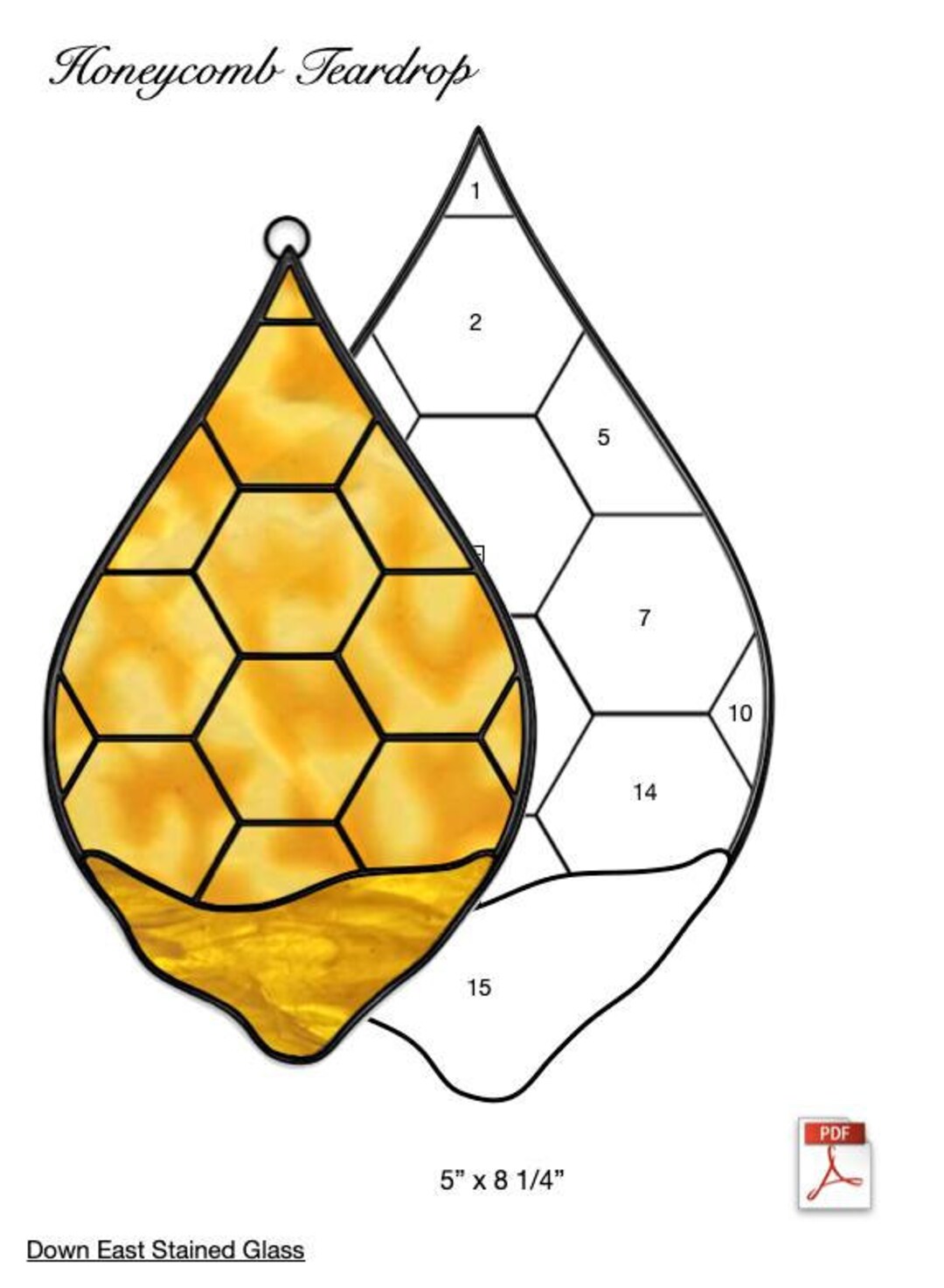 Honeycomb Teardrop Stained Glass Pattern - Etsy