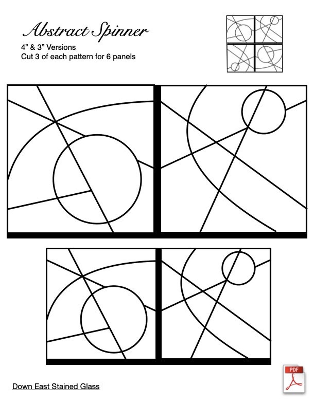 Abstract Spinner Stained Glass Pattern PDF - Etsy