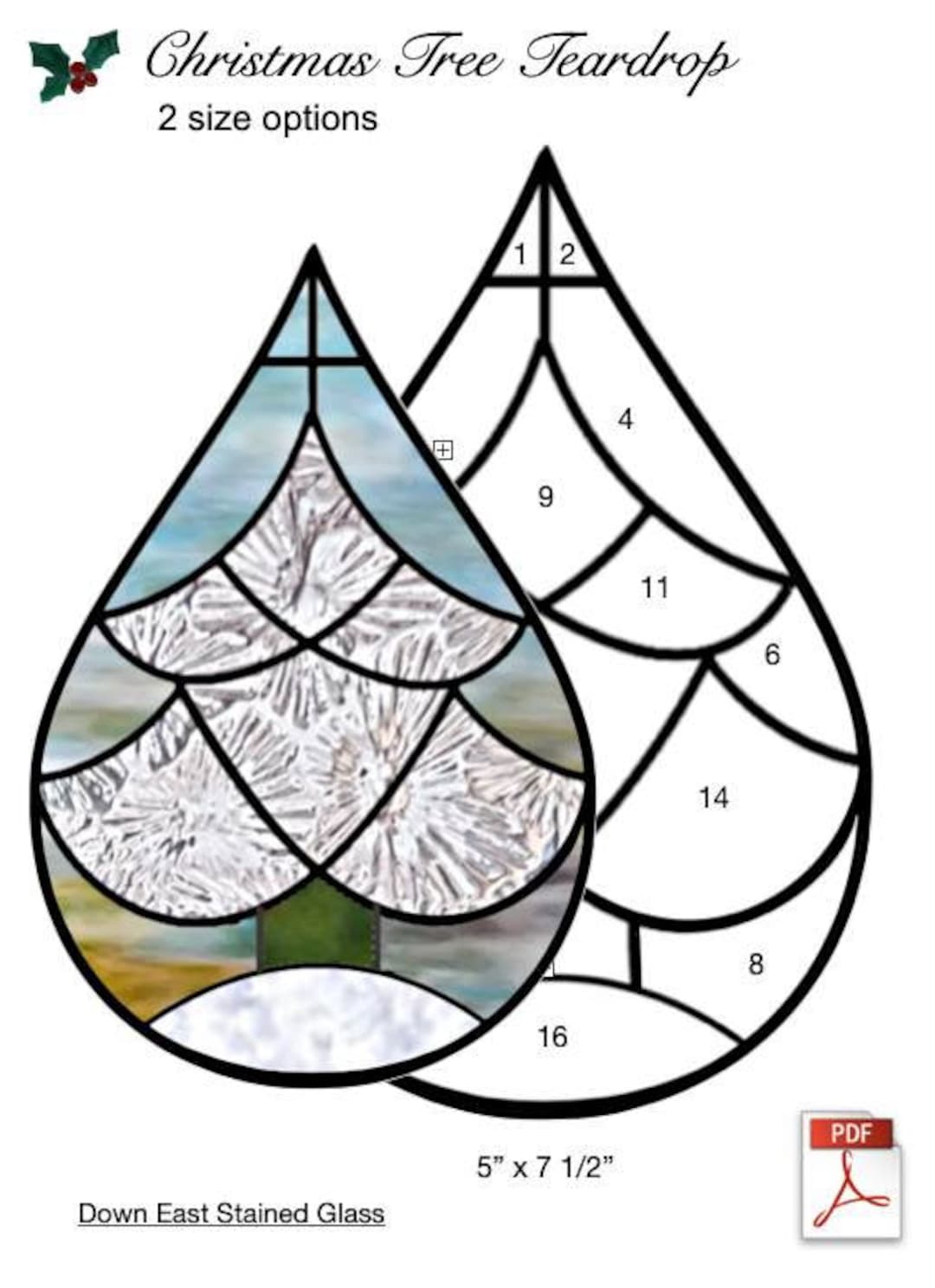 Christmas Tree Teardrop Stained Glass Pattern - Etsy