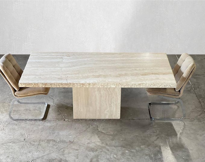 Live Edge Italian Travertine Dining Table, by Stone International - Etsy