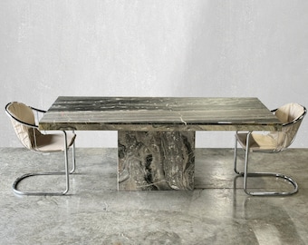 Light Grey Marble Dining Table Set With 6 Cream Velvet Chairs - Etsy