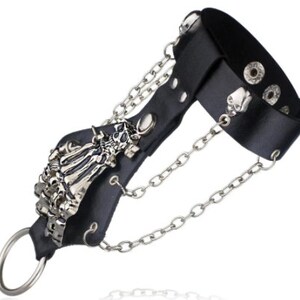Unisex Cool Punk Rock Gothic Skeleton Skull Hand Glove Chain - Etsy