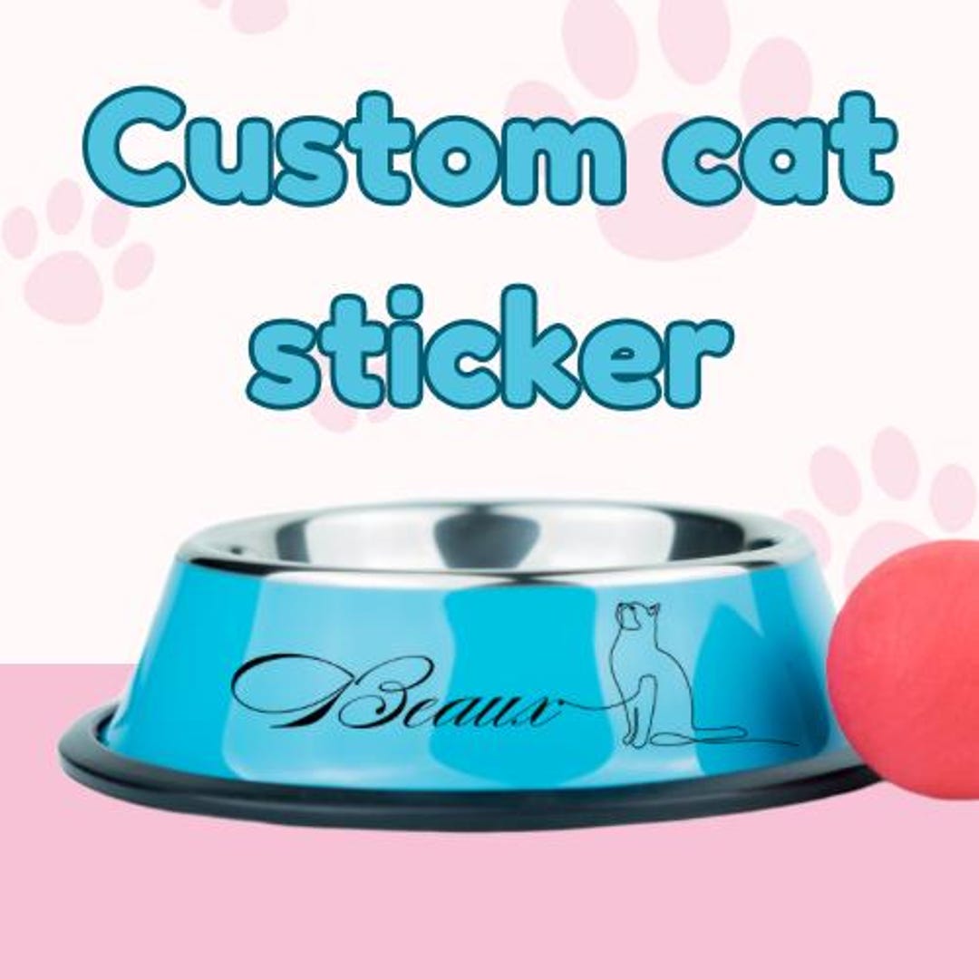 Custom Cat Name Sticker Cursive Cute Coquette - Etsy